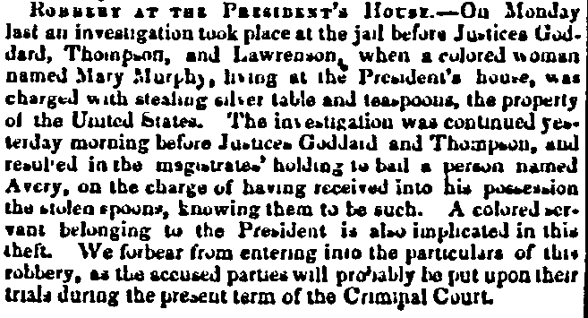 1844 Newspaper Ad - White House Historical Association