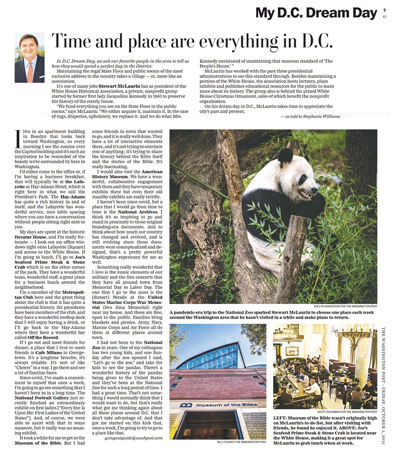 Stewart McLaurin, Washington Post Dream Day - White House Historical ...