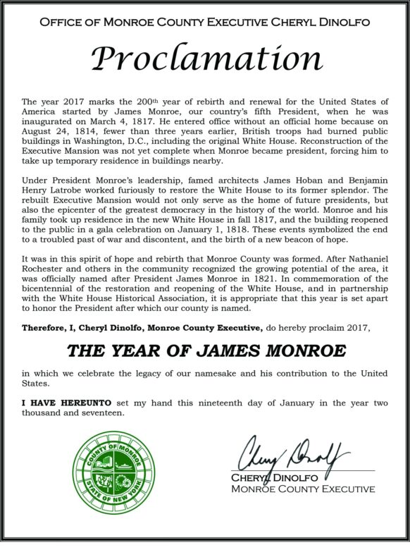 Monroe, New York, Proclamation - White House Historical Association