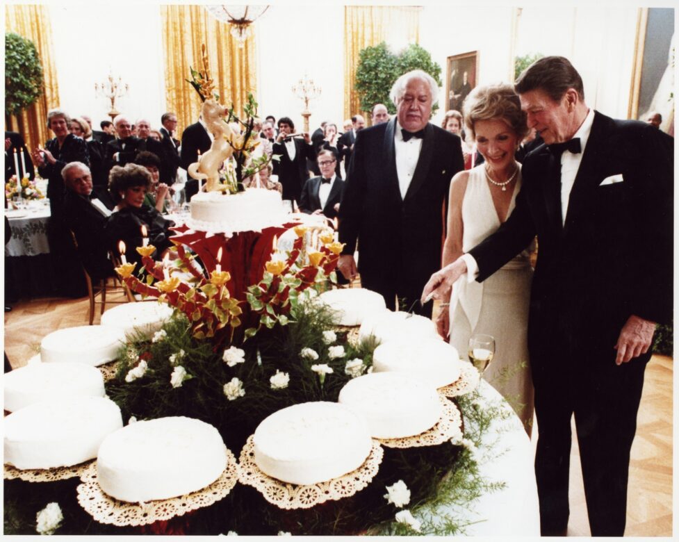 President and Mrs. Reagan Admire the President's 70th Birthday Cake ...