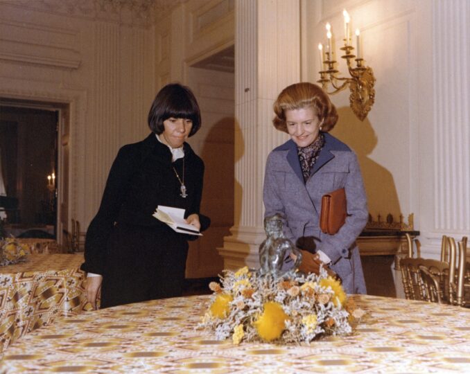 First Lady Betty Ford and Social Secretary Maria Downs prepare for a ...