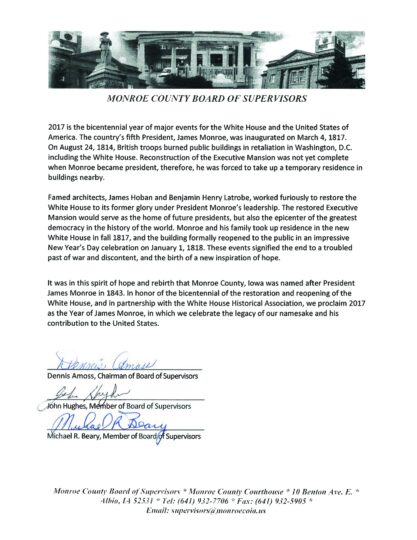 Monroe, Iowa, Proclamation - White House Historical Association