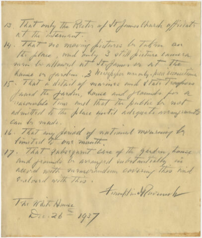 Franklin D. Roosevelt's Handwritten Instructions for His Funeral and ...