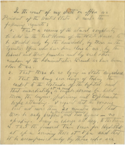 Franklin D. Roosevelt's Handwritten Instructions for His Funeral and ...