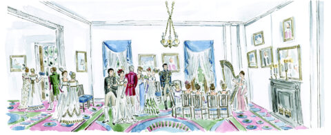 Watercolor of Decatur House Ball - White House Historical Association