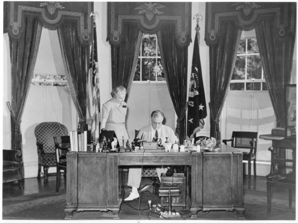 Roosevelt sits at his desk in the Oval Office - White House Historical ...