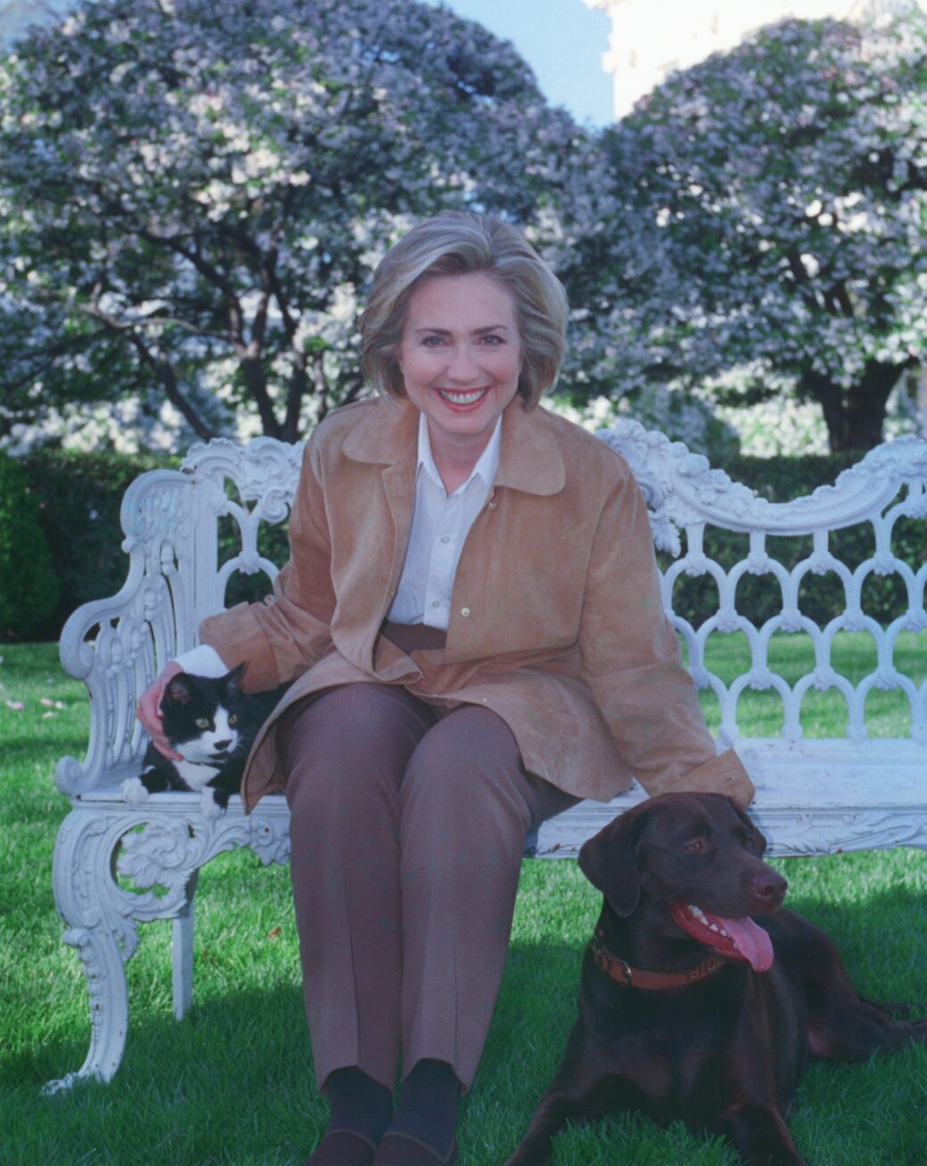 Hillary Clinton with Buddy and Socks in the East Garden, 1999. - White ...