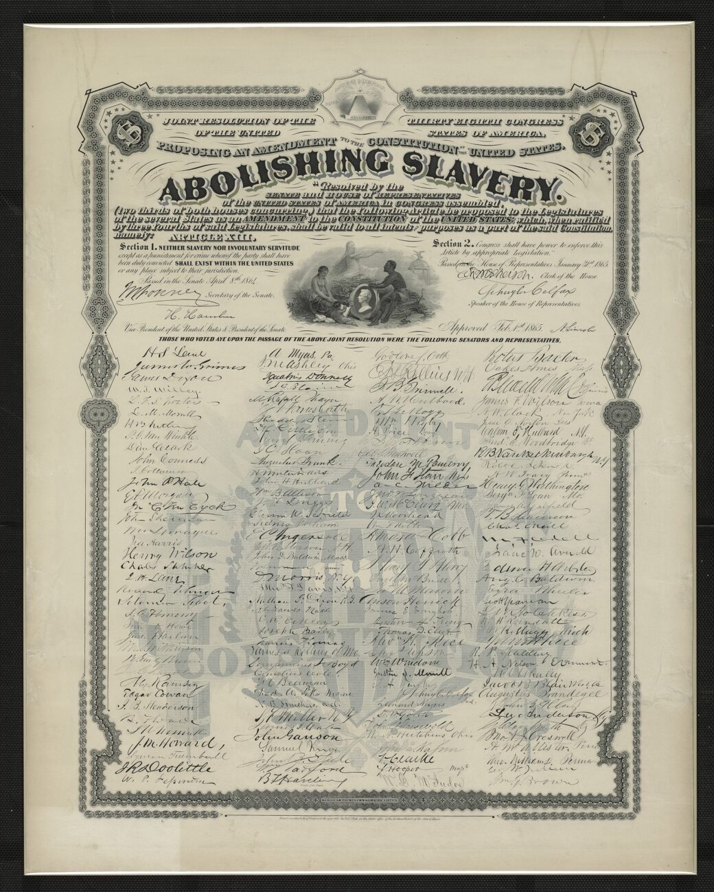 Engraving of 13th Amendment - White House Historical Association