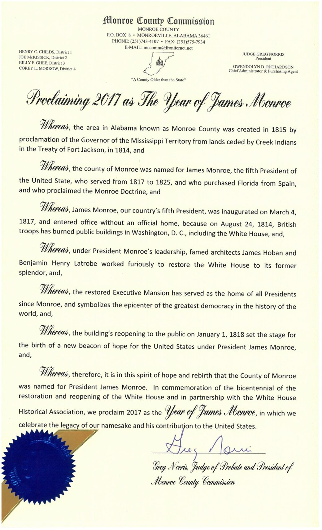 Monroe County Alabama Proclamation White House Historical Association monroe-county-alabama-proclamation-white-house-historical-association