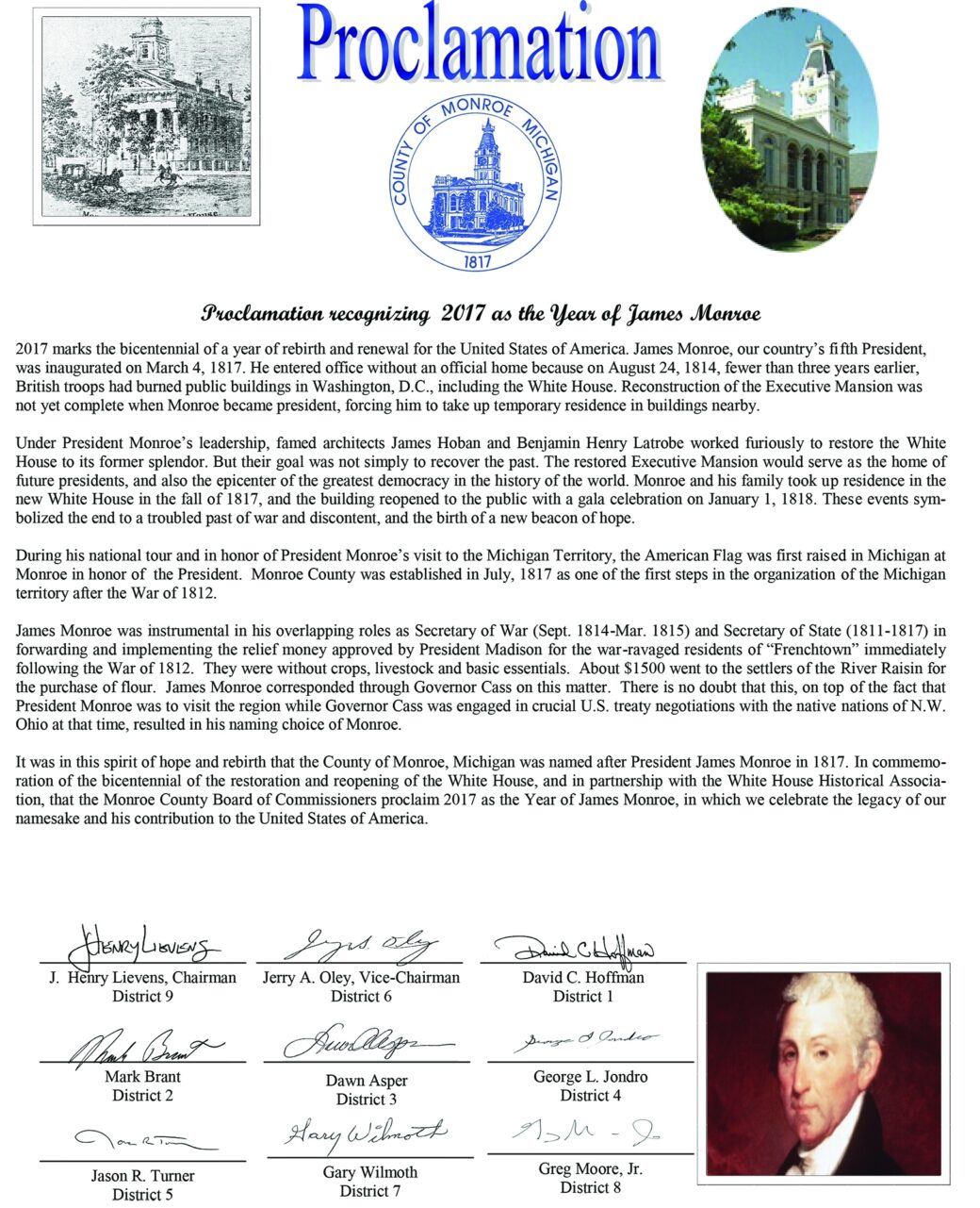 Monroe, Michigan, Proclamation - White House Historical Association