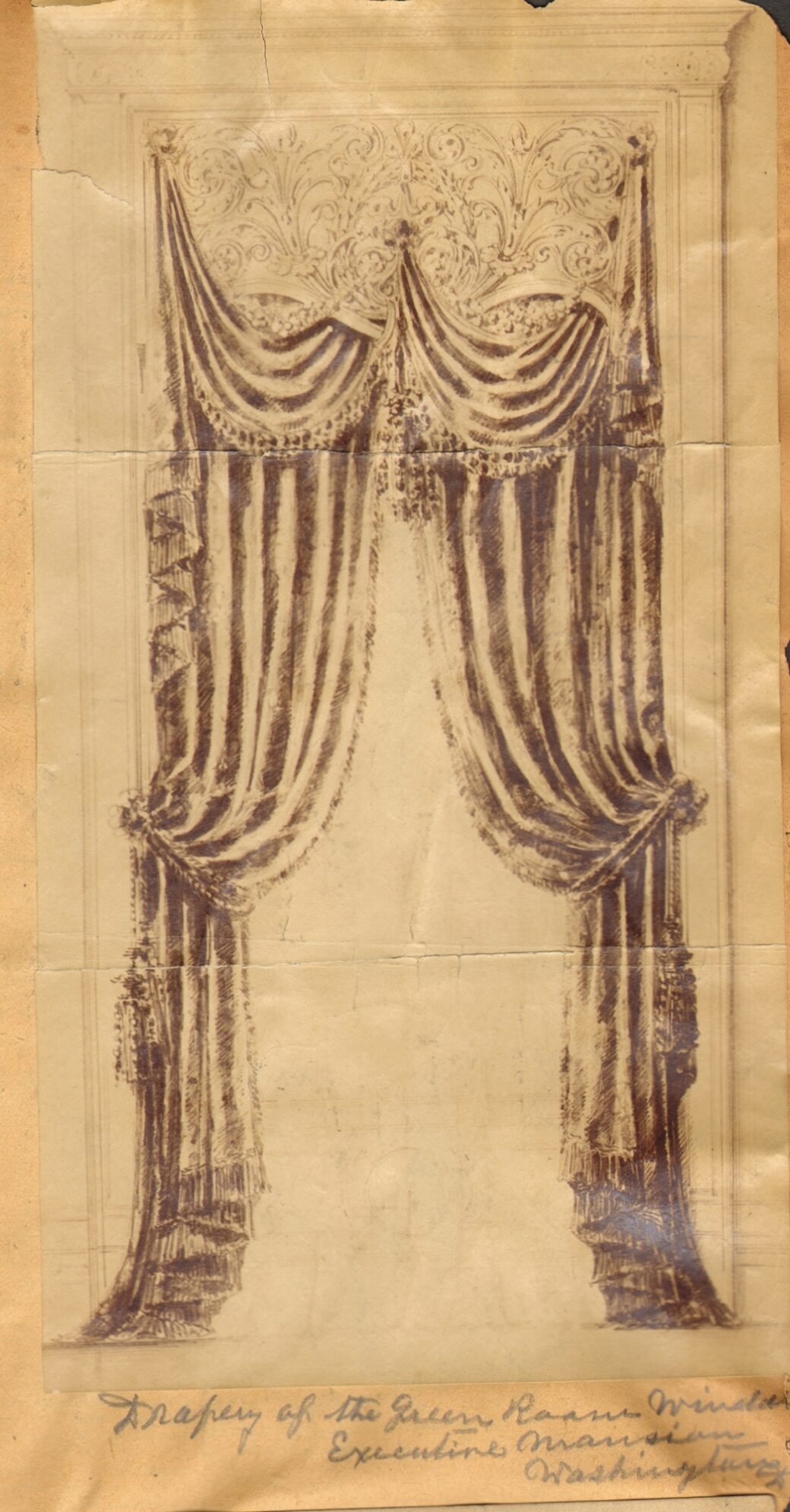 Edgar Yergason's drawing of draperies - White House Historical Association