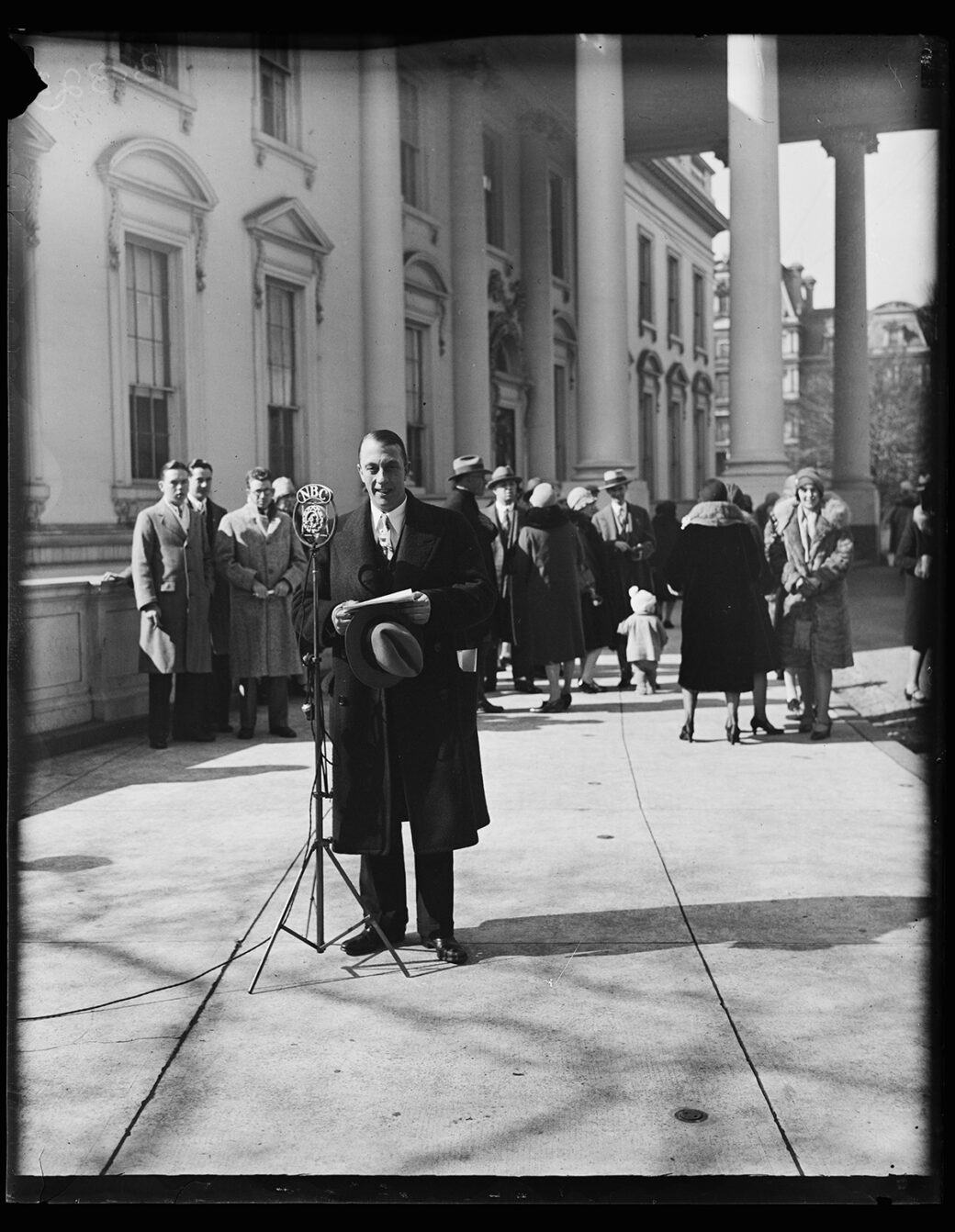 Reporter near the North Portico - White House Historical Association