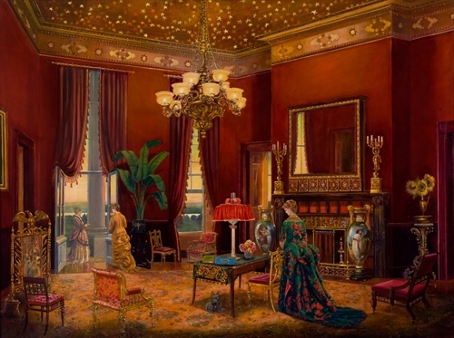 Painting of the Red Room During President Arthur's Administration ...