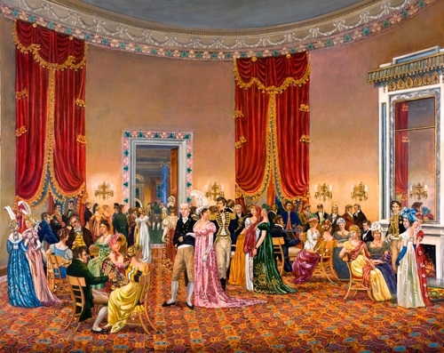 Painting of Dolley Madison Entertaining Guests - White House Historical ...