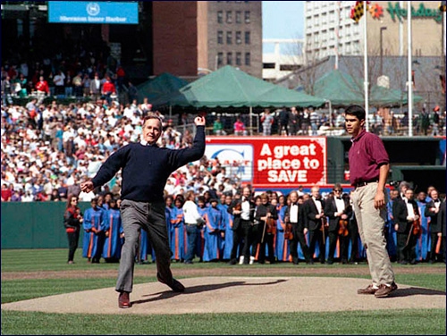 Presidents & Baseball: President Bush Throws the First Pitch - White ...