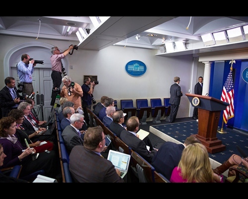 President Obama Leaves Press Briefing Room - Photo 1 - White House ...